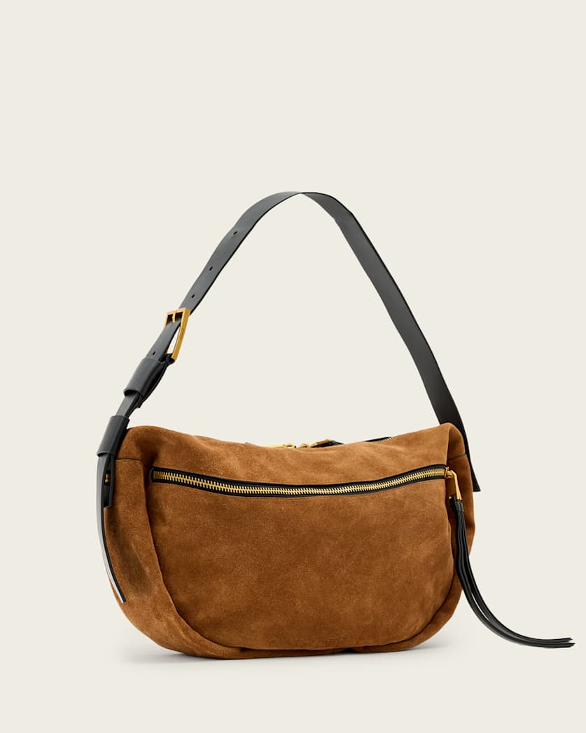 Noemie Suede Shoulder Bag TOBACCO BROWN | ALLSAINTS Canada